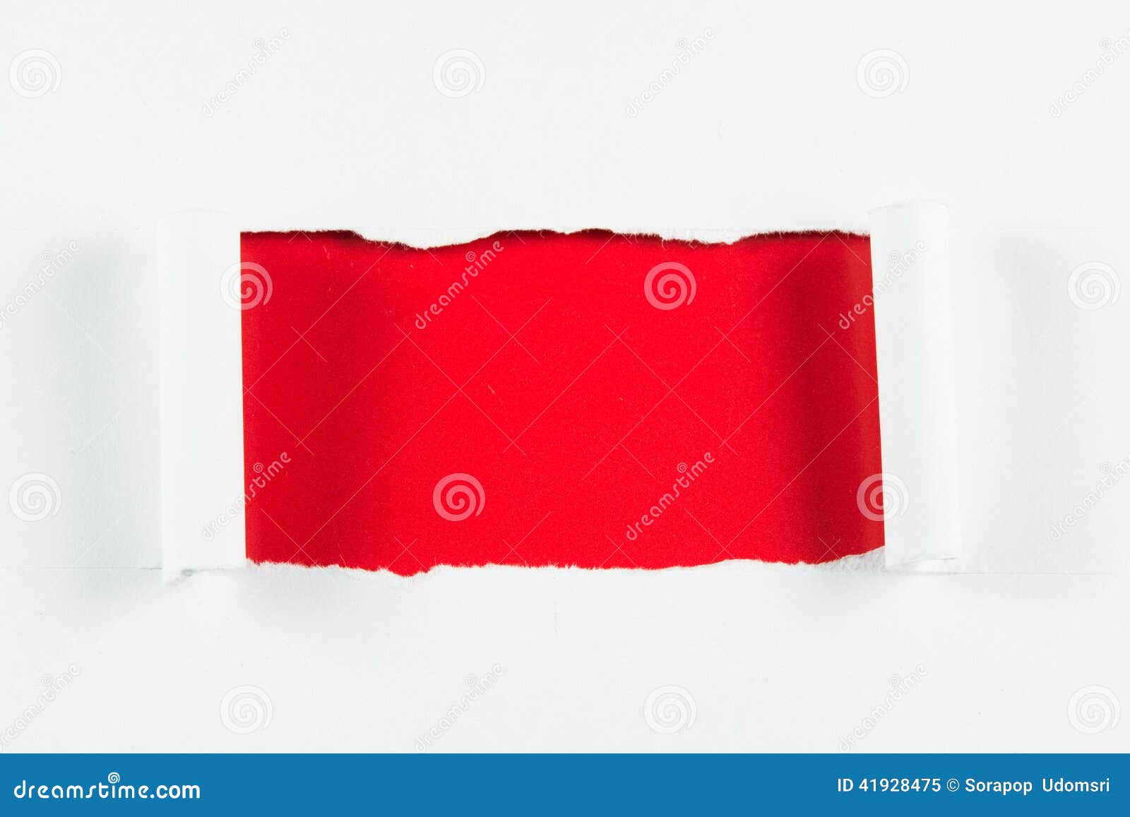 Tear Red Paper Pieces of Paper on White Stock Image - Image of torn ...