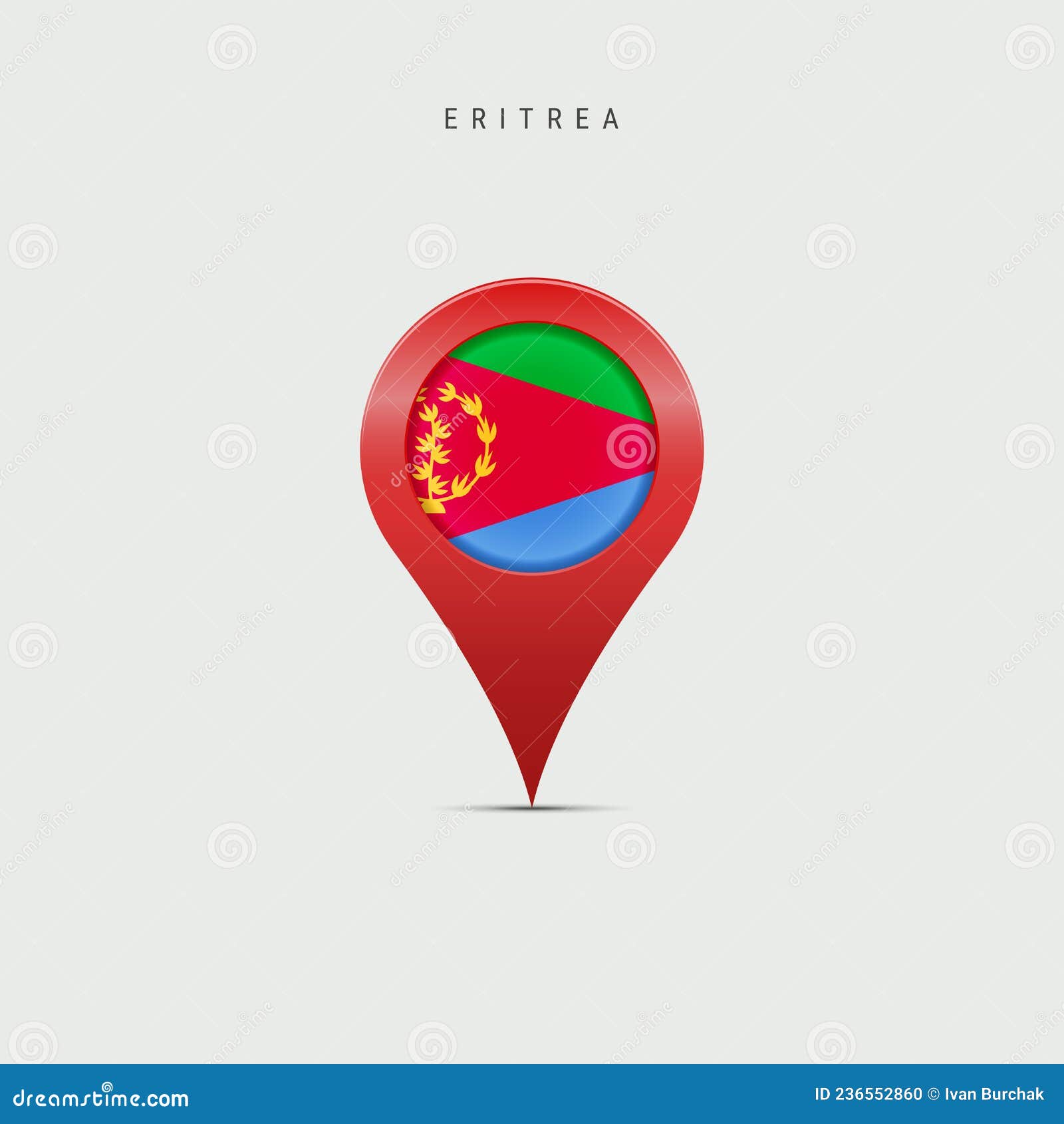 Teardrop Map Marker With Flag Of Eritrea 3d Vector Illustration Stock