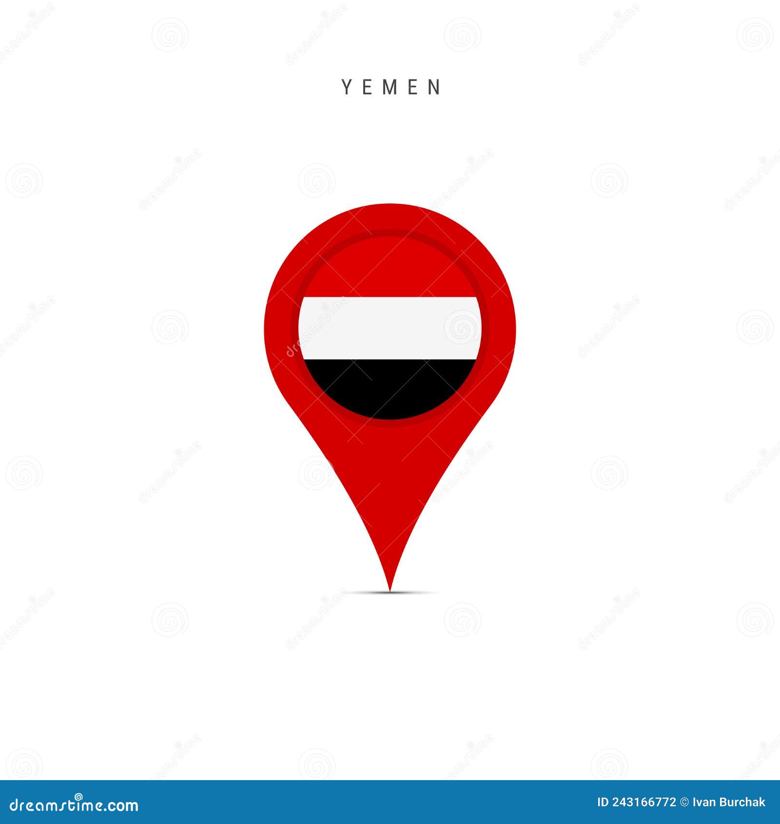 Teardrop Map Marker With Flag Of Yemen Flat Vector Illustration
