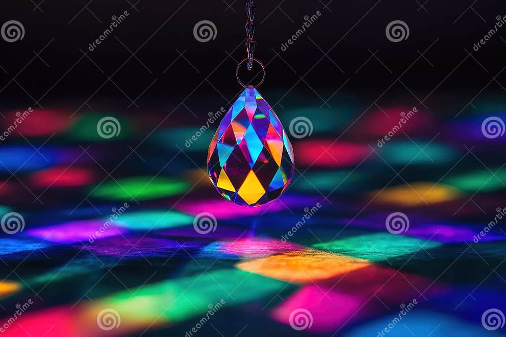 Crystal Prism Hanging Colorful Light Refraction Abstract Background ...