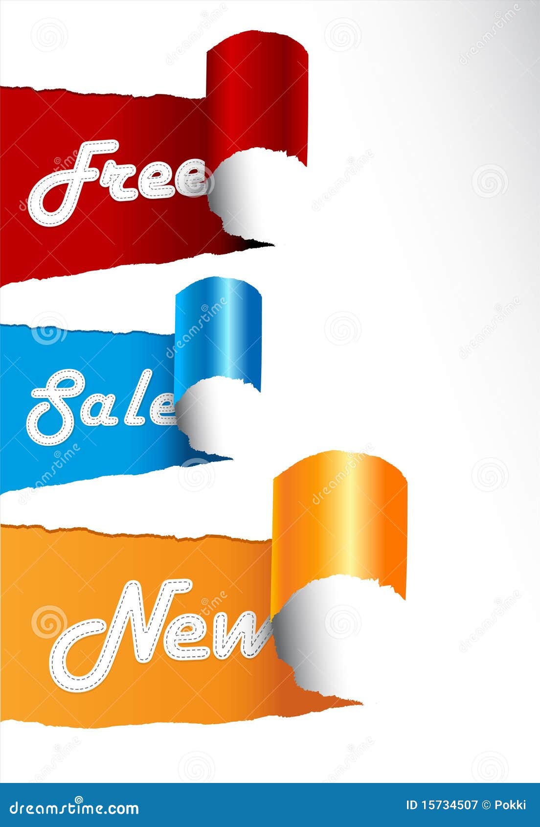 Teared papers. stock vector. Illustration of paper, market - 15734507