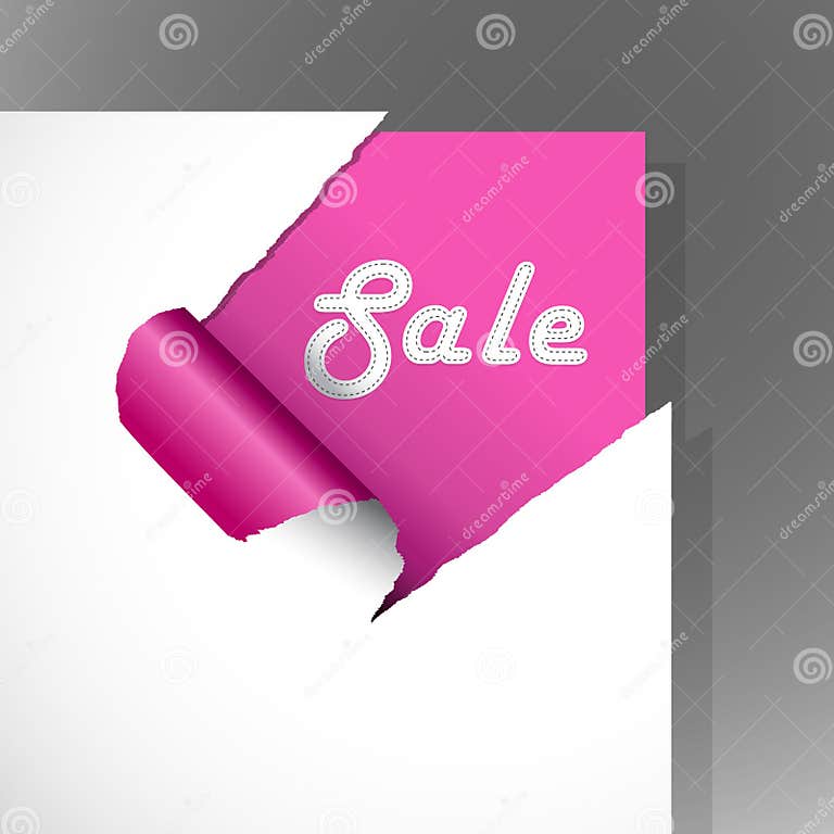 Teared Pink Paper with Text. Stock Vector - Illustration of notebook ...