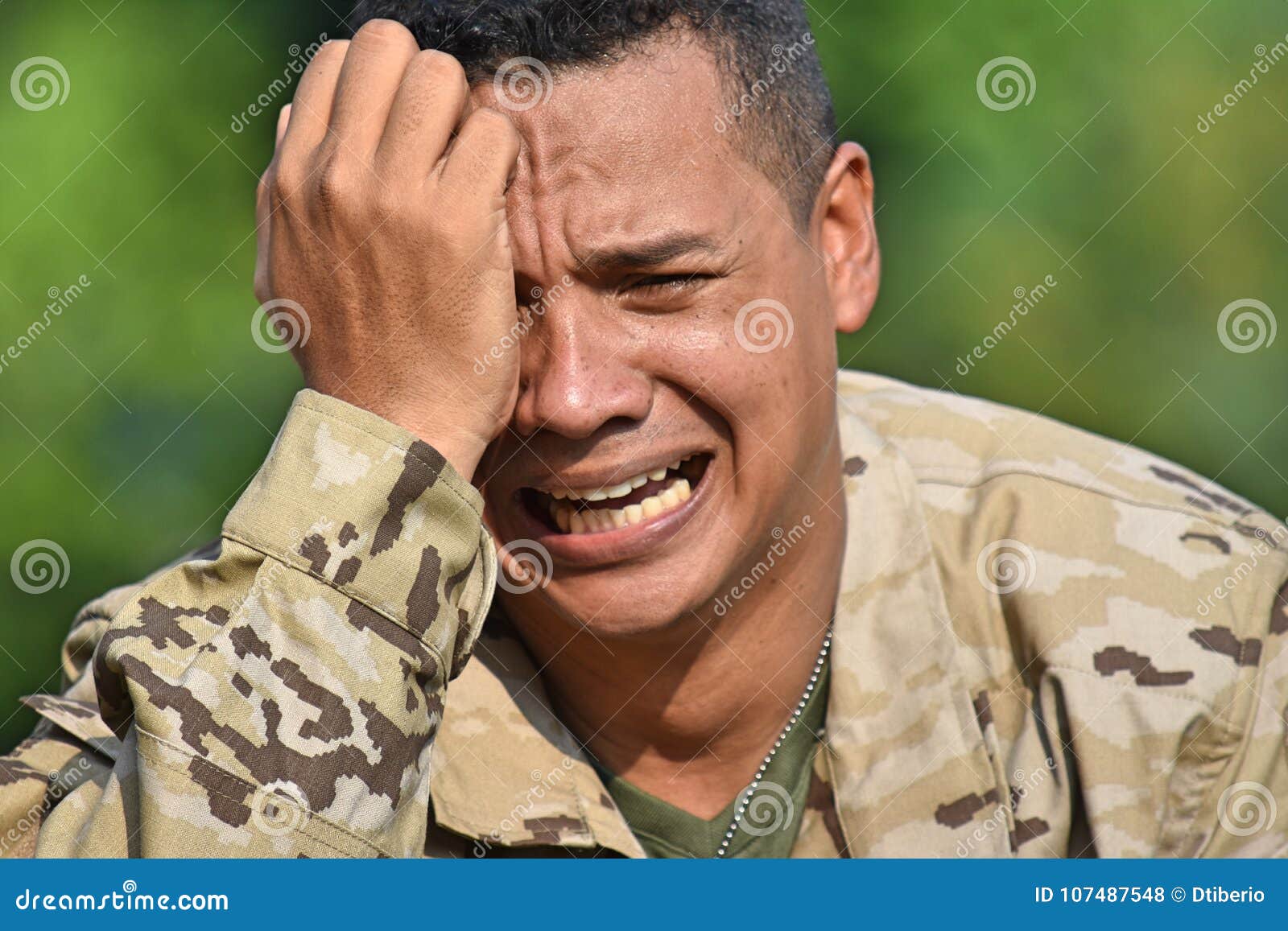 Tearful Army Person stock photo. Image of handsome, sobbing - 107487548