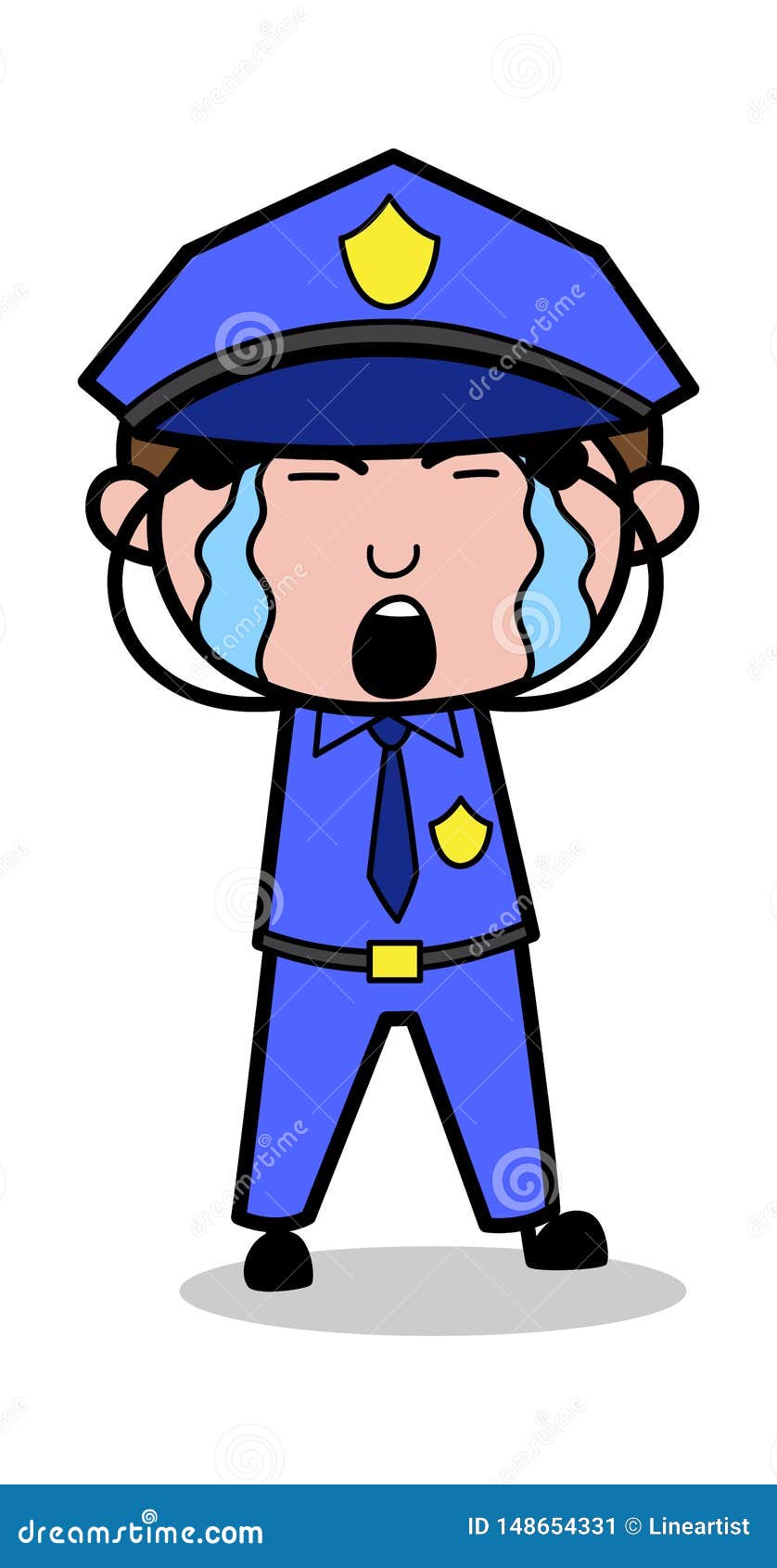 Tearful Eyes - Retro Cop Policeman Vector Illustration Stock ...