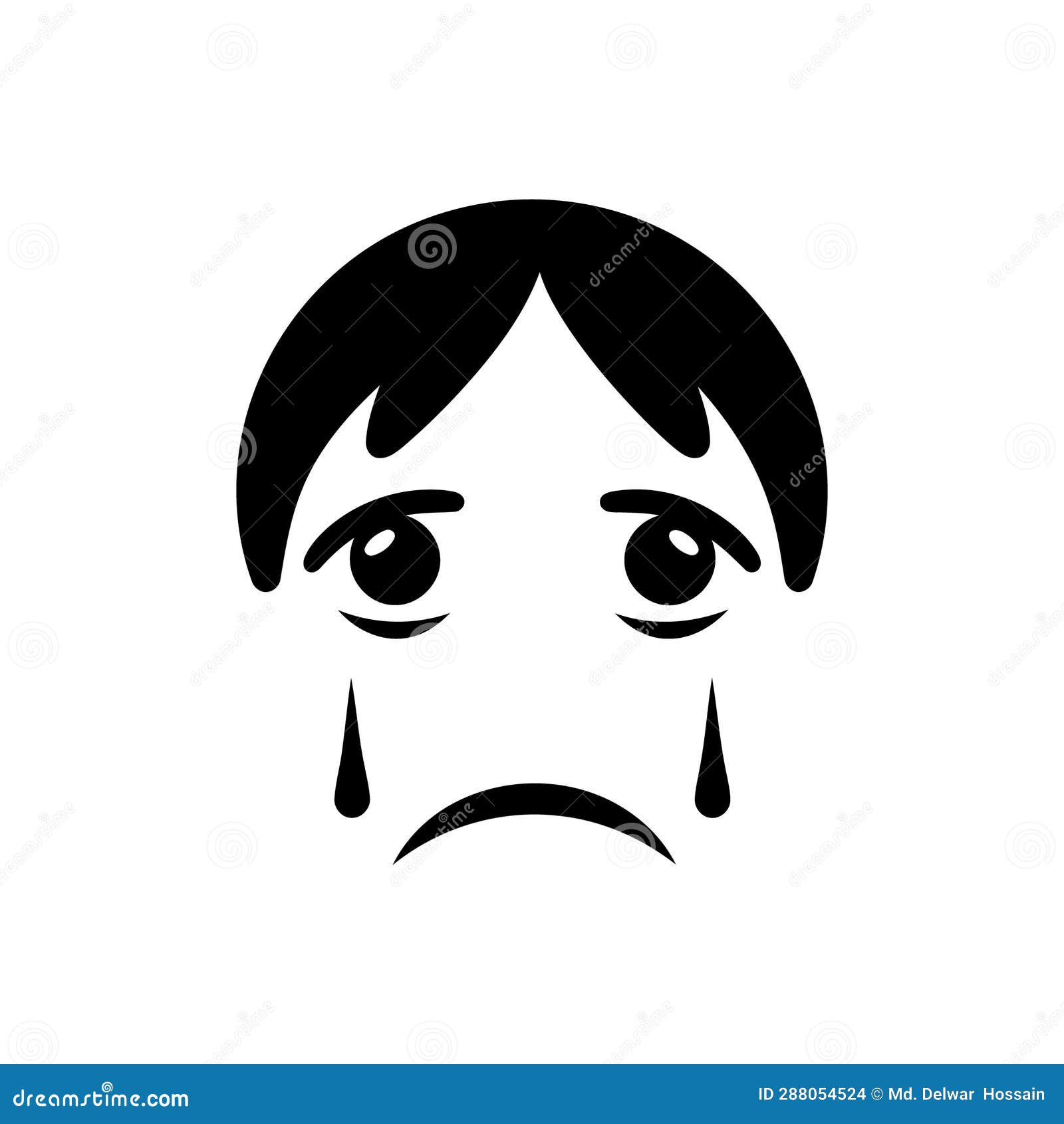 Tearful face icon stock vector. Illustration of weeping - 288054524