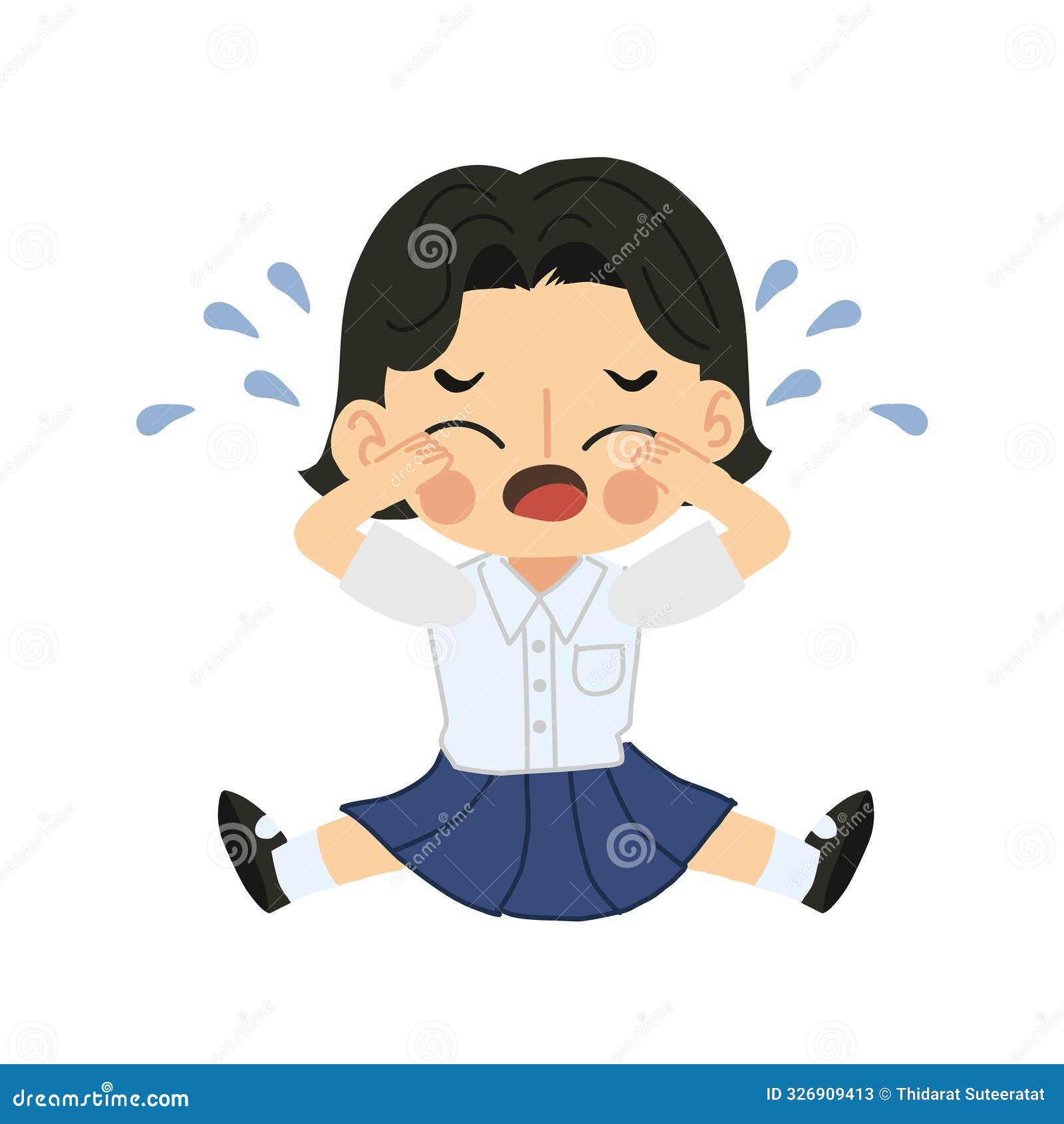 Tearful Girl Refusing School Education. Adorable Thai Child In Tears ...