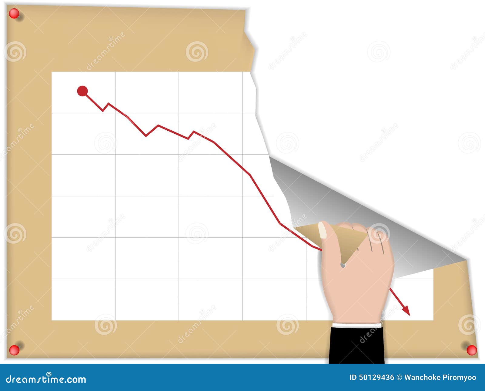 Tearing graph down stock vector. Illustration of hand - 50129436