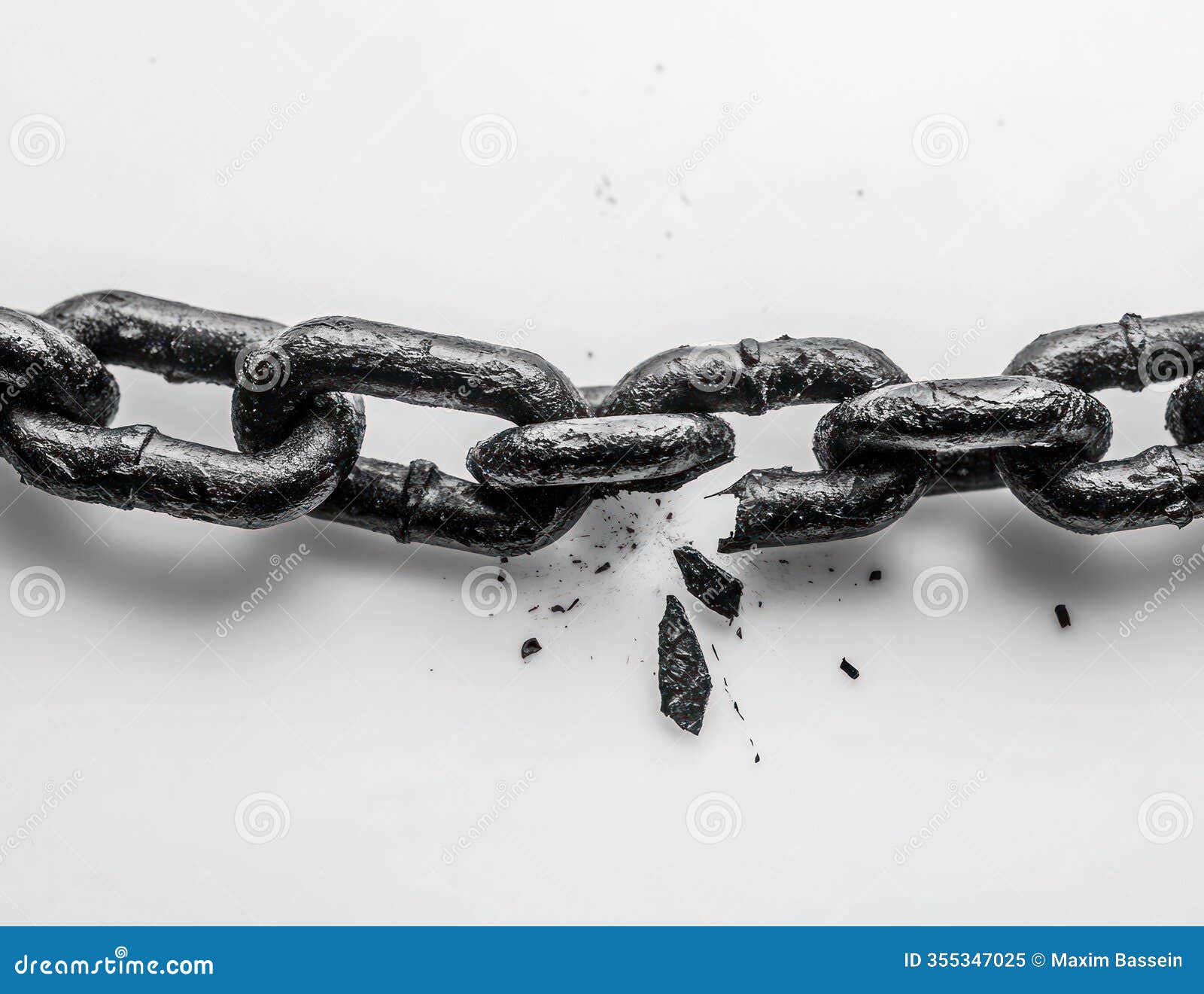 A Tearing Metal Chain, Highlighted on a White Background. a Graphic ...