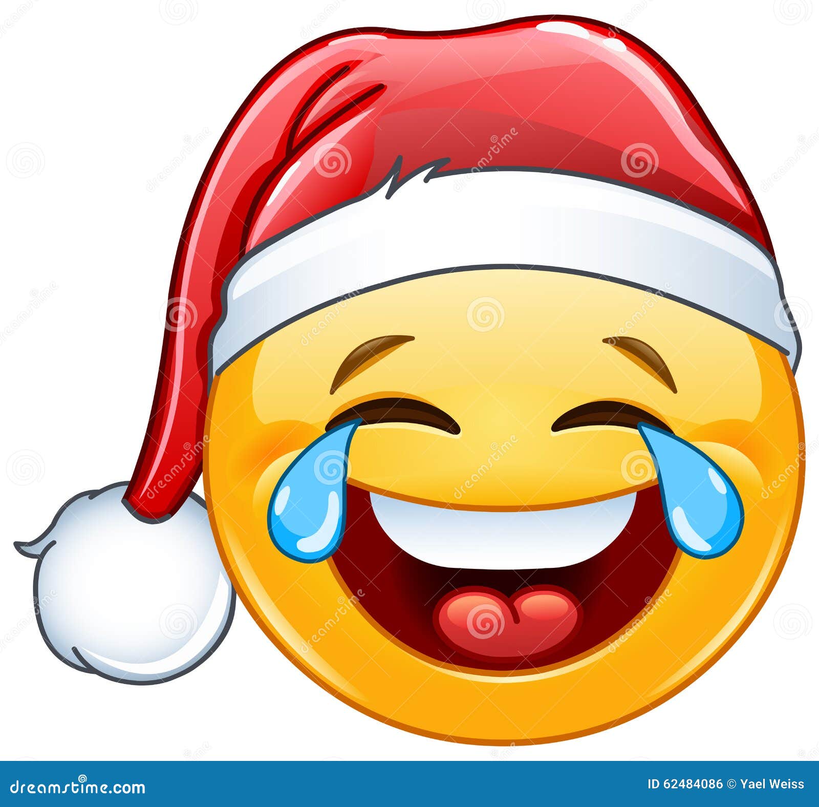 Tears Of Joy Emoticon With Santa Hat Stock Vector - Illustration of ...