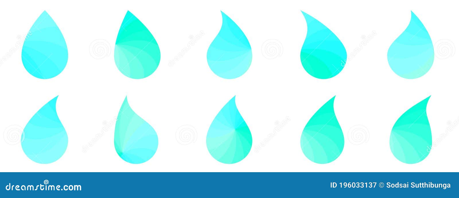 Tears Shape Icon with Blue and Green Colorful Rays Sunlight, Abstract ...