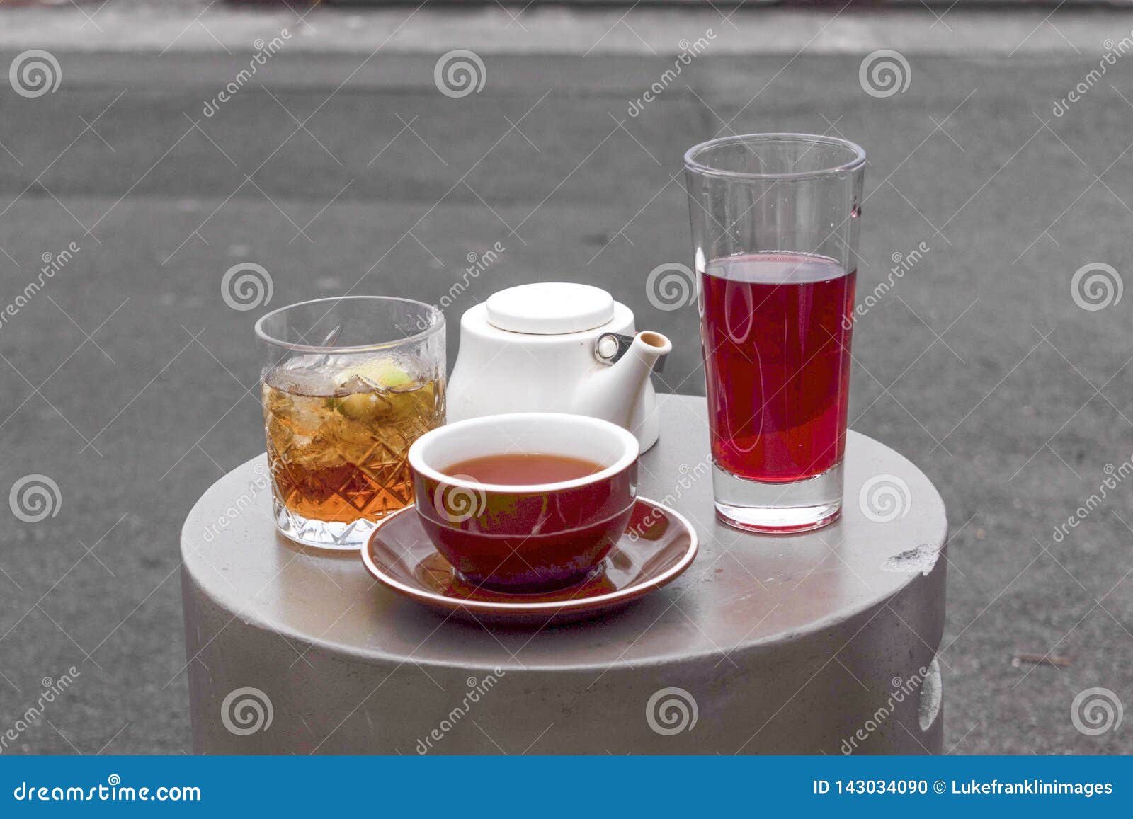 Teas Served on Small Round Table Stock Photo - Image of white, ceramic ...
