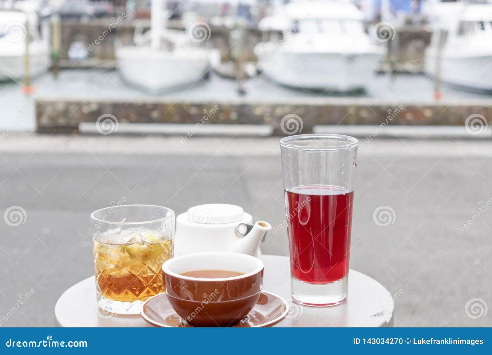 Teas Served on Small Round Table Stock Photo - Image of ceramics ...