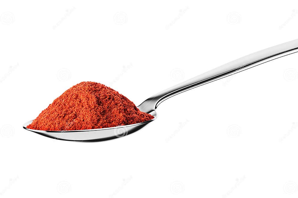 Teaspoon with Ground Red Pepper Isolated on White Stock Photo - Image ...