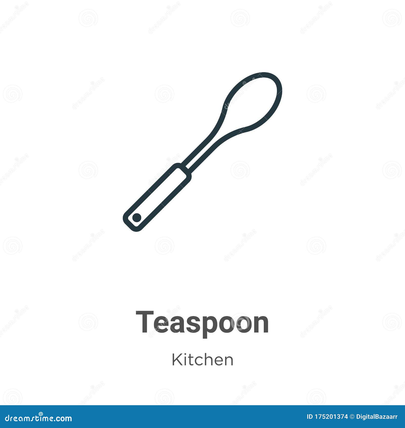 Teaspoon Outline Vector Icon. Thin Line Black Teaspoon Icon, Flat ...