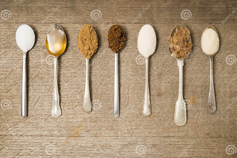Teaspoons with sugar stock image. Image of line, unhealthy - 59904139