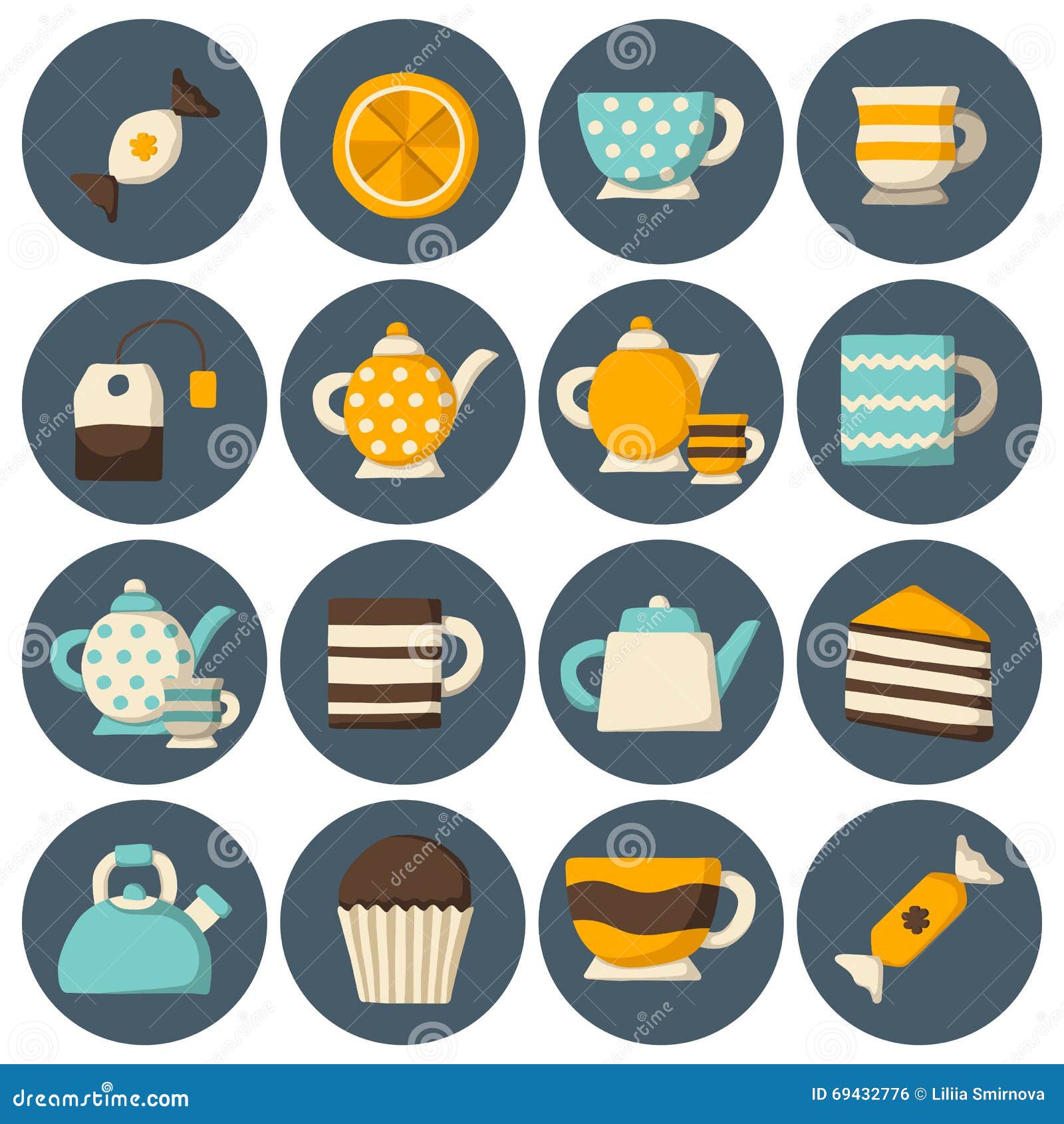 Teatime cartoon objects stock vector. Illustration of english - 69432776