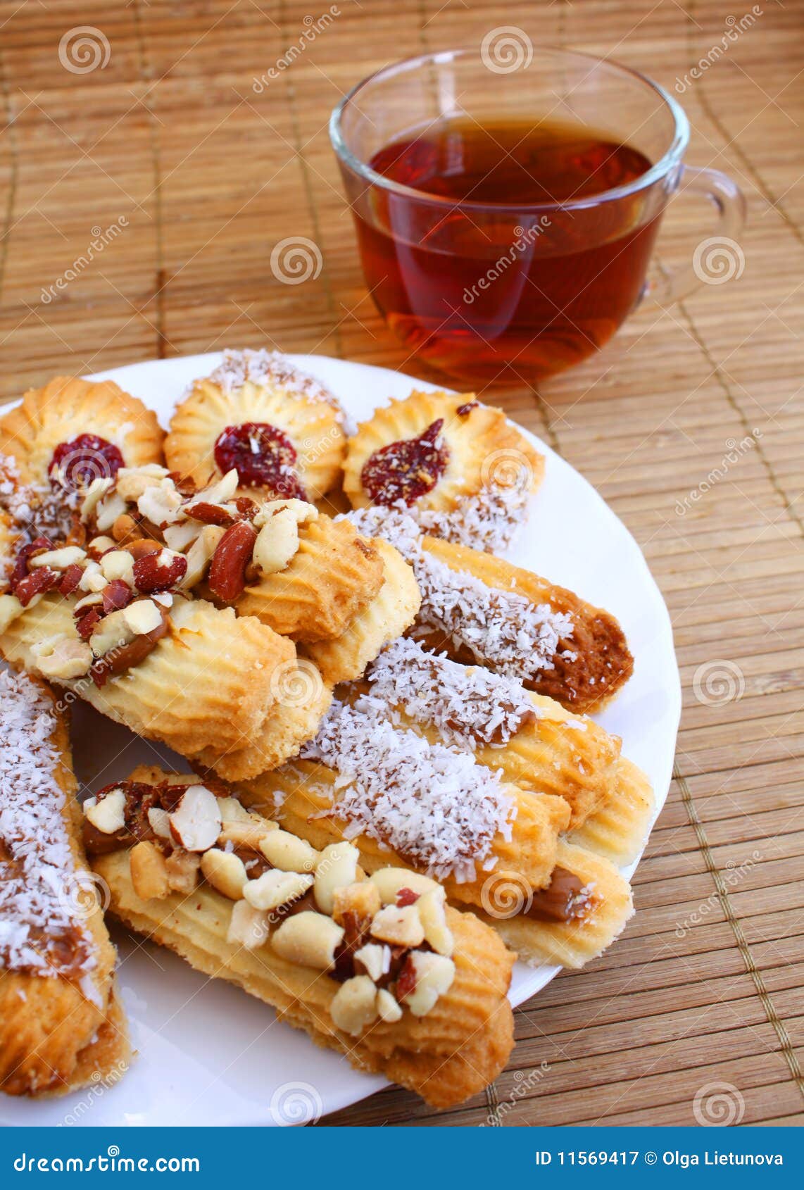 Teatime: Cookies on Plate and Cup of Tea Stock Image - Image of sweet ...