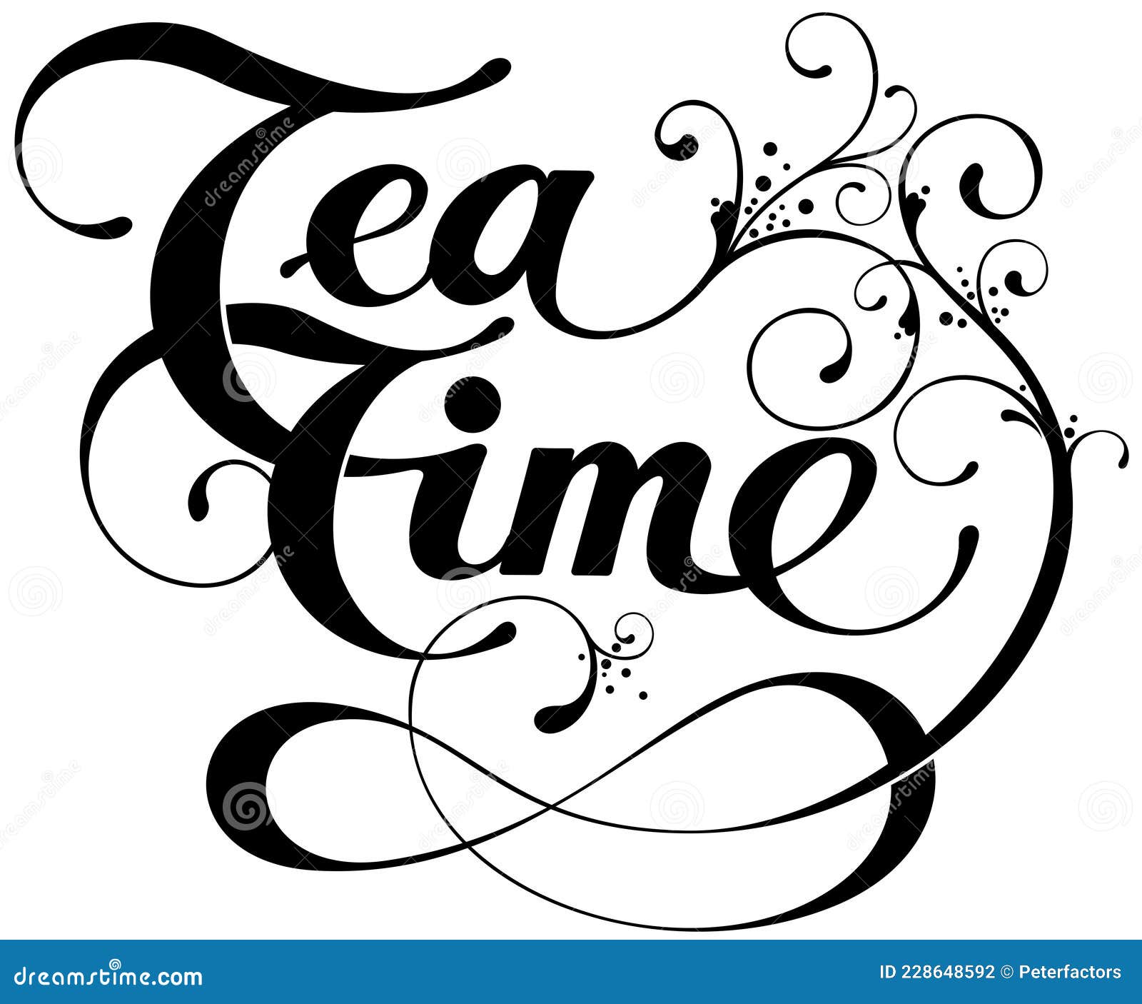 Teatime - Custom Calligraphy Text Stock Vector - Illustration of ...