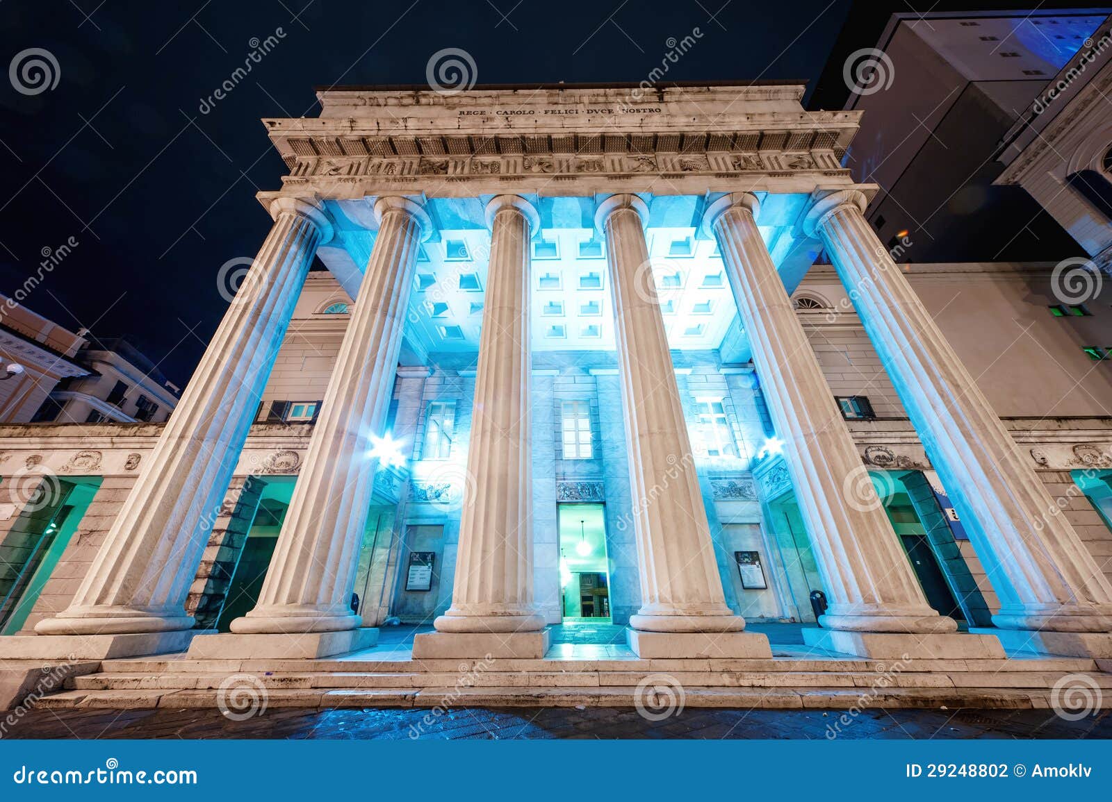 The Teatro Carlo Felice stock photo. Image of night, light - 29248802