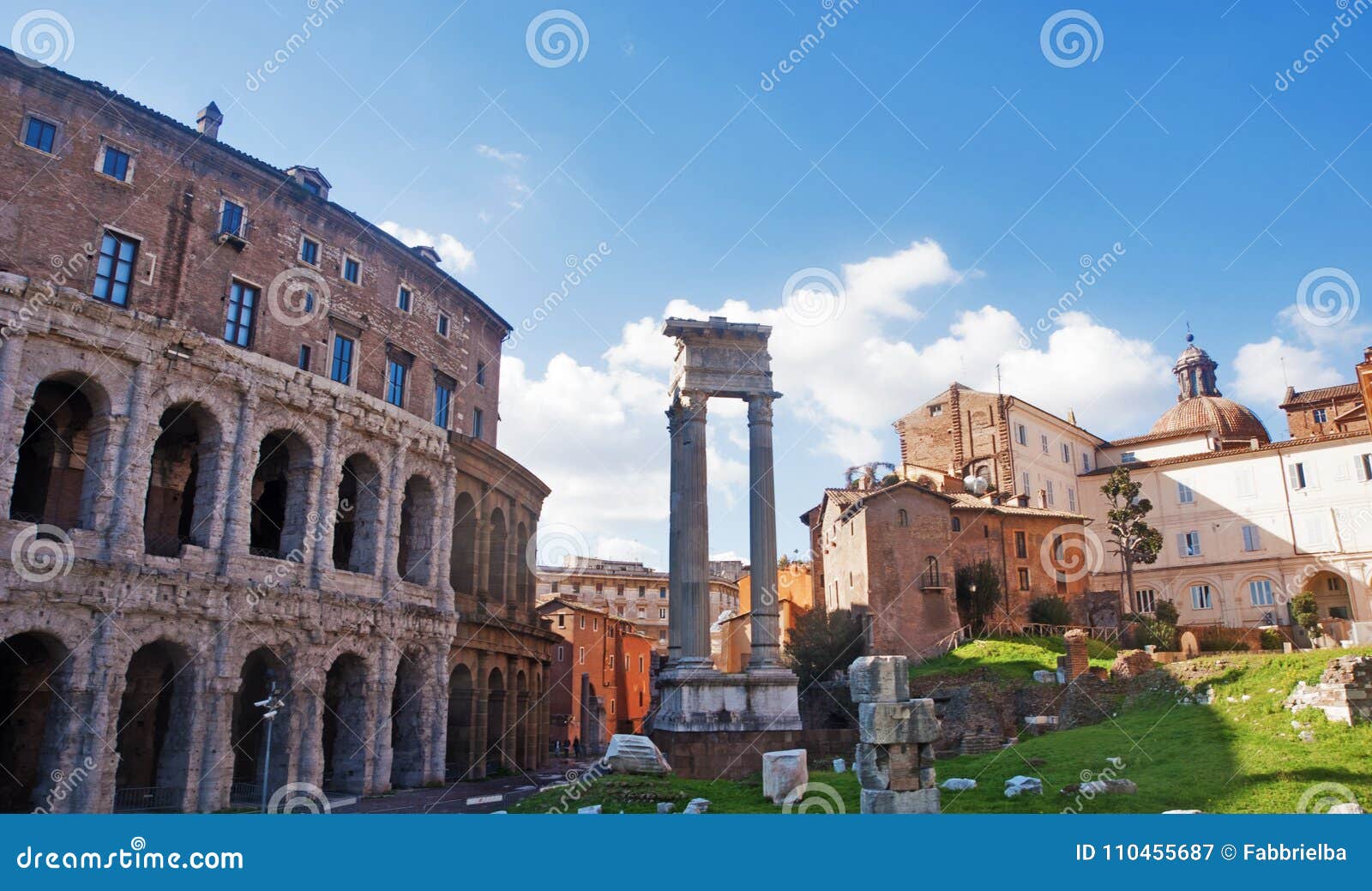 Teatro Marcello And Portico D`Ottavia Ruins In Rome Italy Stock Image ...