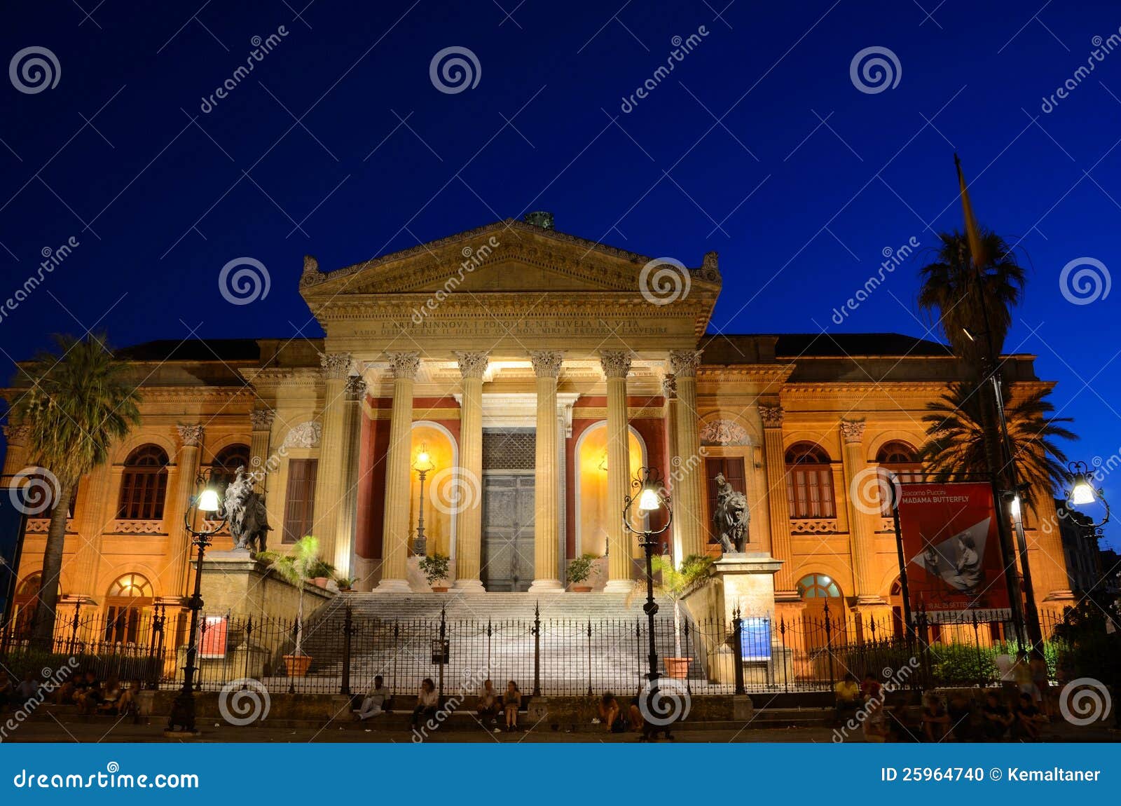 Teatro Massimo by Night Sicily Italy Editorial Image - Image of curtain ...
