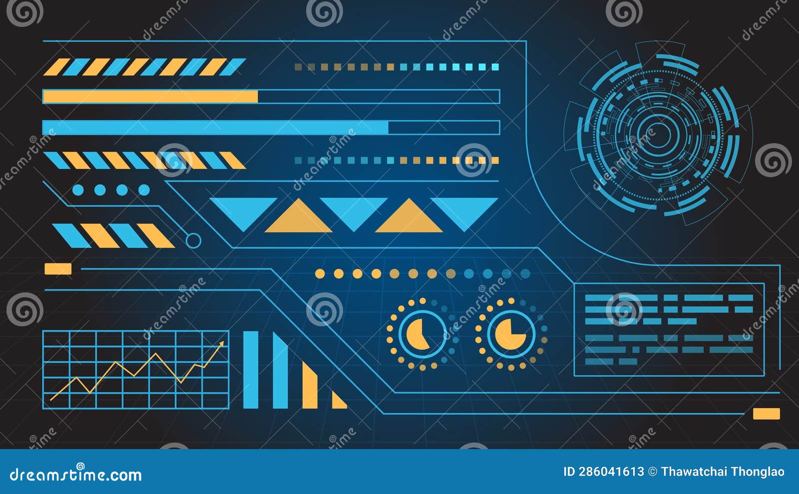 Cockpit Helmet Sci-Fi HUD for VR Design. Futuristic Cockpit View for UI ...