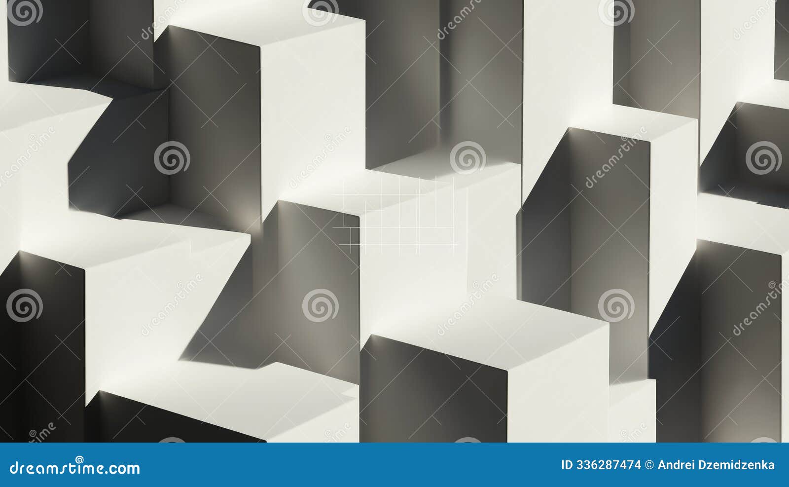 Tech Abstract Background Composed of White 3D Blocks. 3D Render Stock ...