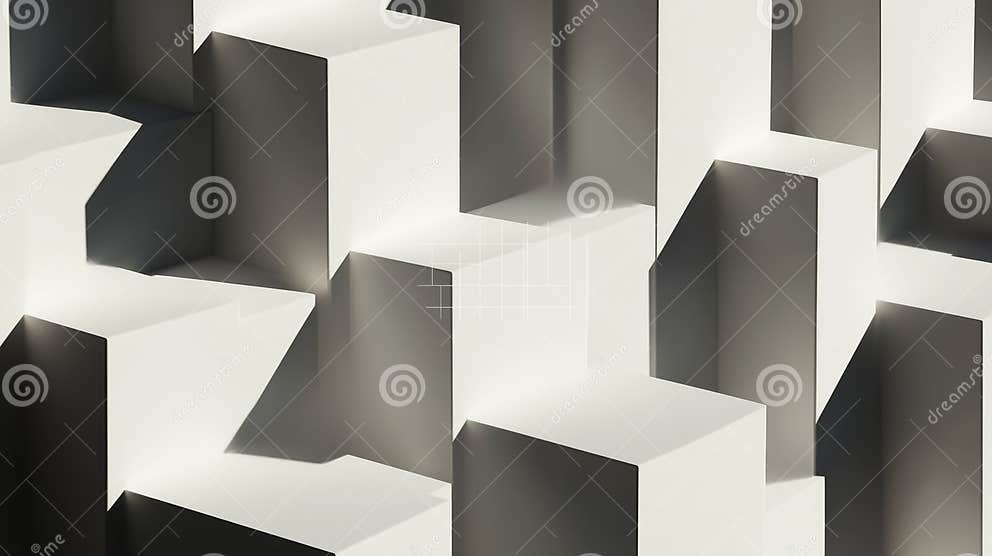 Tech Abstract Background Composed of White 3D Blocks. 3D Render Stock ...