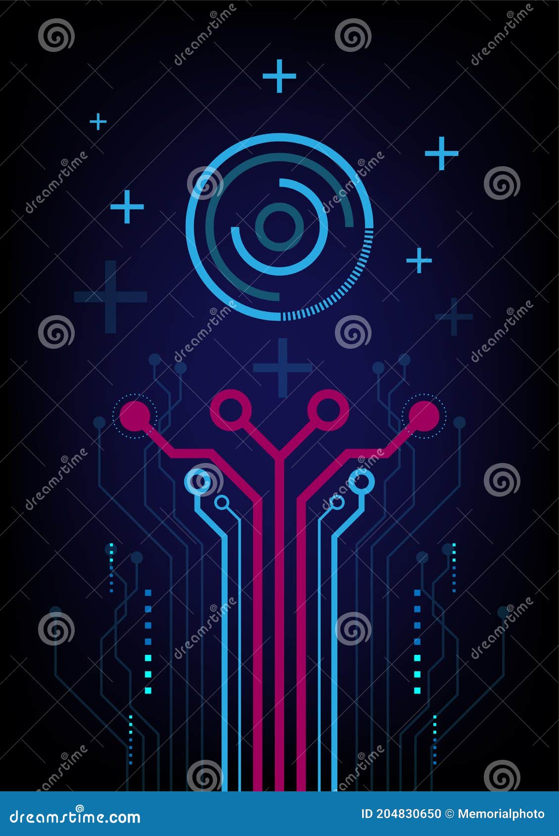 Tech Algorithm Computer Circuit Network Communication Stock Vector