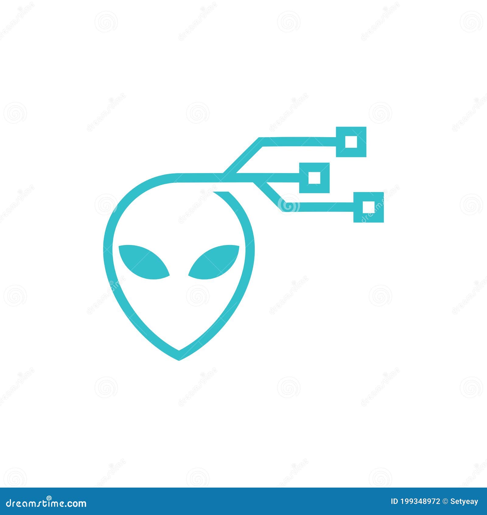 Tech Alien Logo Design Vector Illustration, Alien Design Template Stock ...