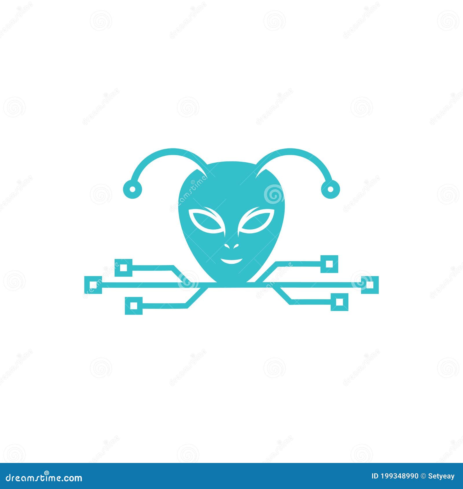 Tech Alien Logo Design Vector Illustration, Alien Design Template Stock ...
