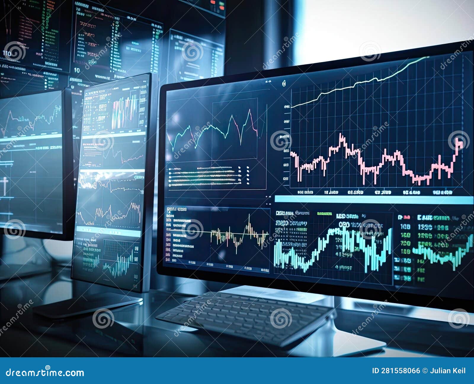 Tech Analytics Screen Showcase Stock Illustration - Illustration of ...