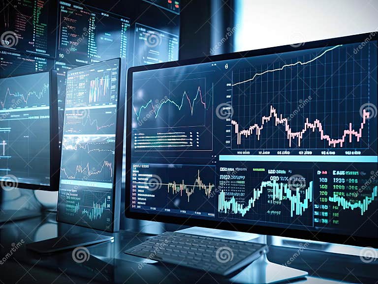 Tech Analytics Screen Showcase Stock Illustration - Illustration of ...