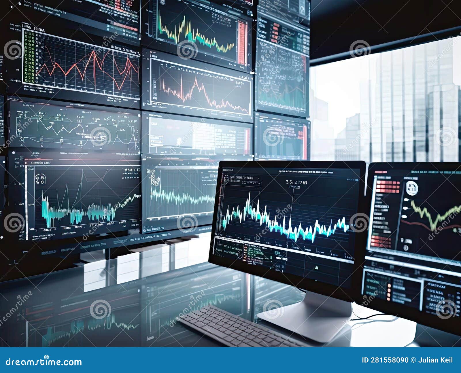 Tech Analytics Screen Showcase Stock Illustration - Illustration of ...