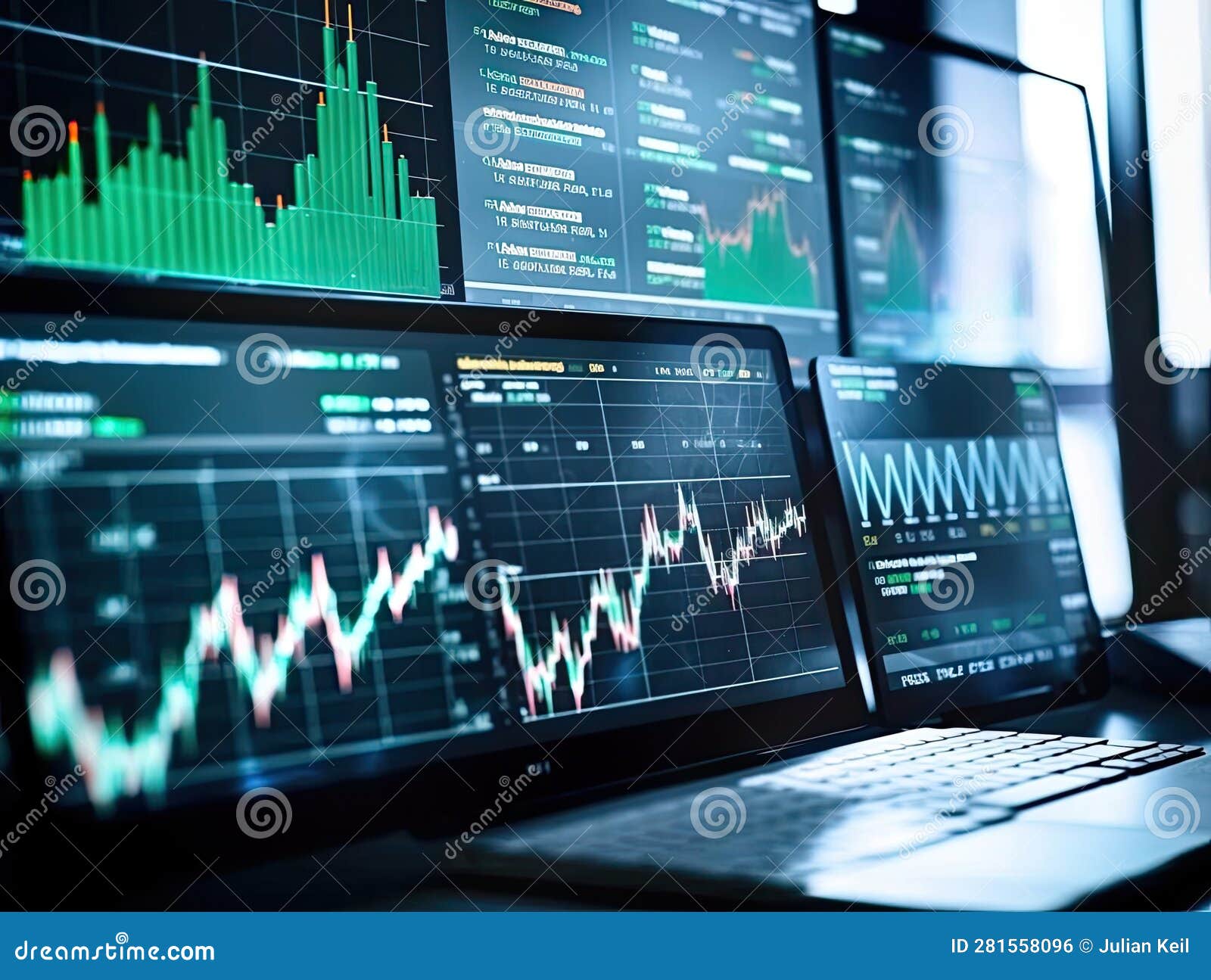 Tech Analytics Screen Showcase Stock Illustration - Illustration of ...