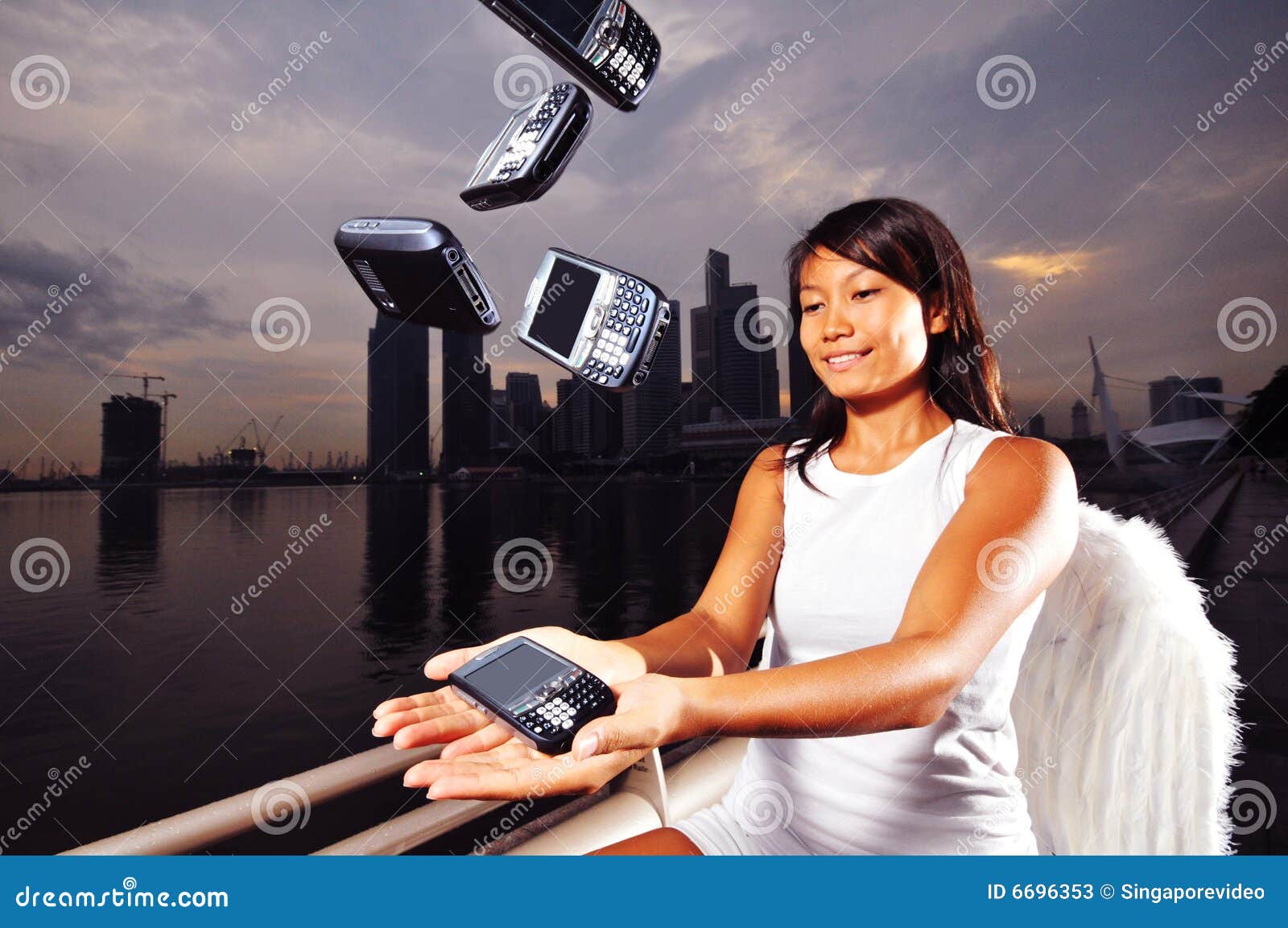 Tech Angel in the city - 1 stock image. Image of calling - 6696353