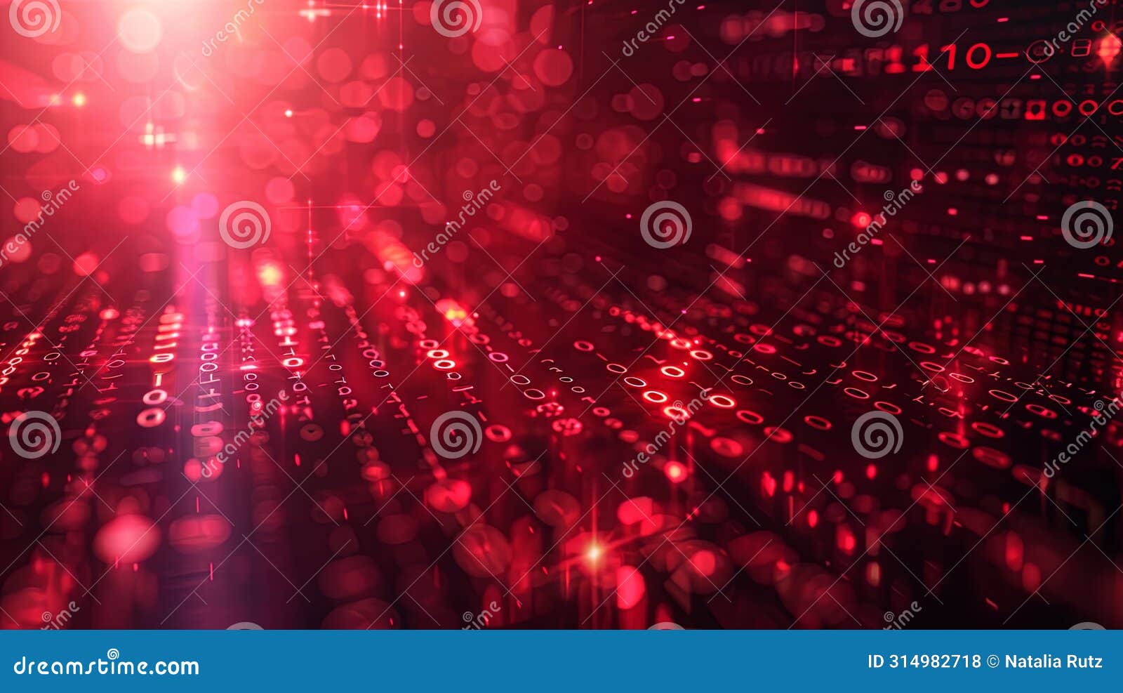 Red and Black Abstract Tech Background with Binary Code and Circuit ...