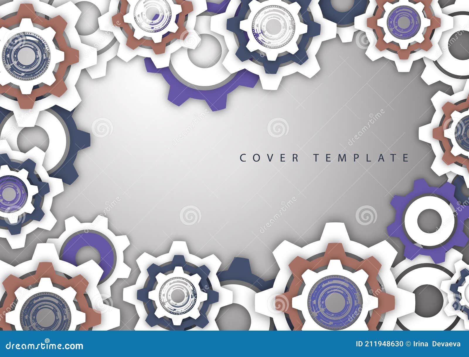 Tech Background with Colored Gears, Modern Cover Template. Place for ...
