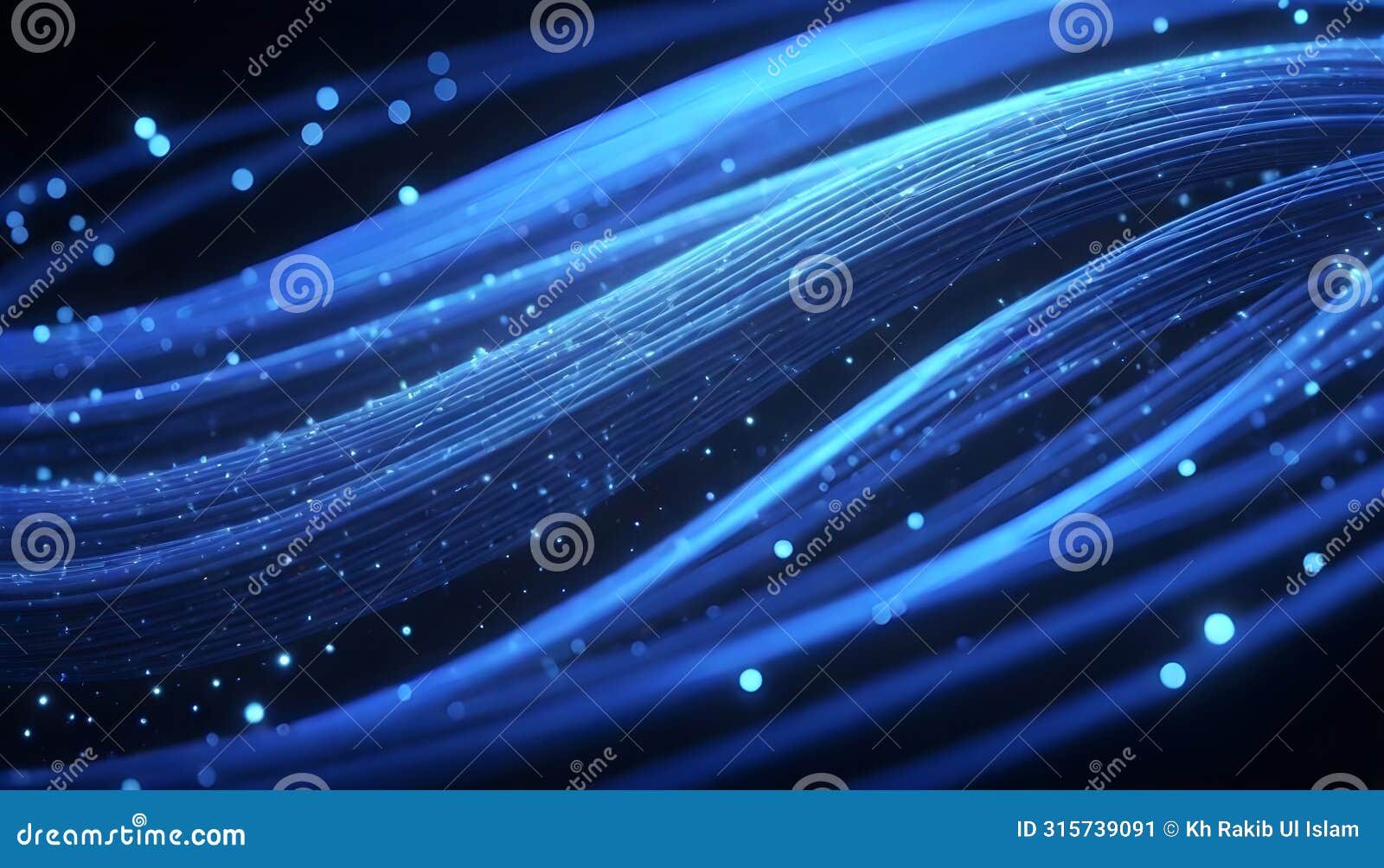 Tech Background Concept Glowing Blue Fiber Optic Cables Representing ...