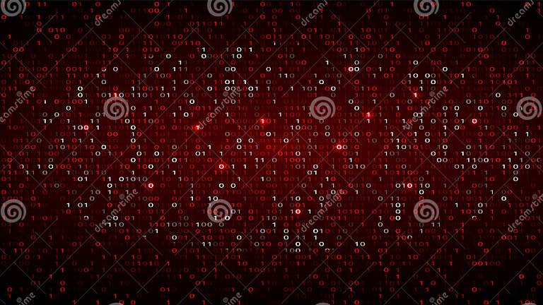 Tech Binary Code Dark Red Background. Cyber Attack Stock Vector - Illustration of color ...