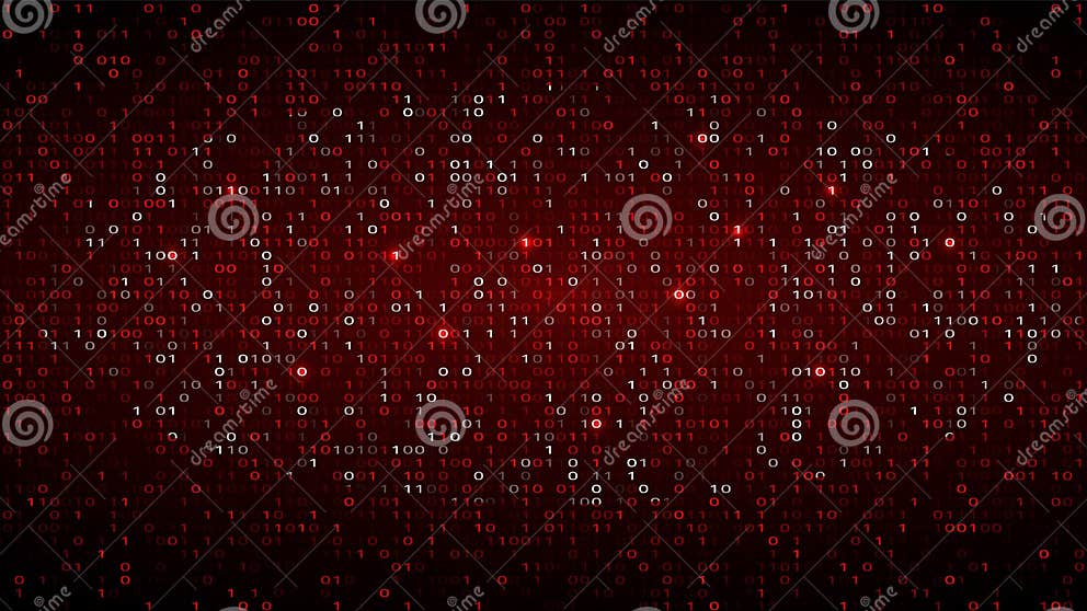 Tech Binary Code Dark Red Background. Cyber Attack Stock Vector ...