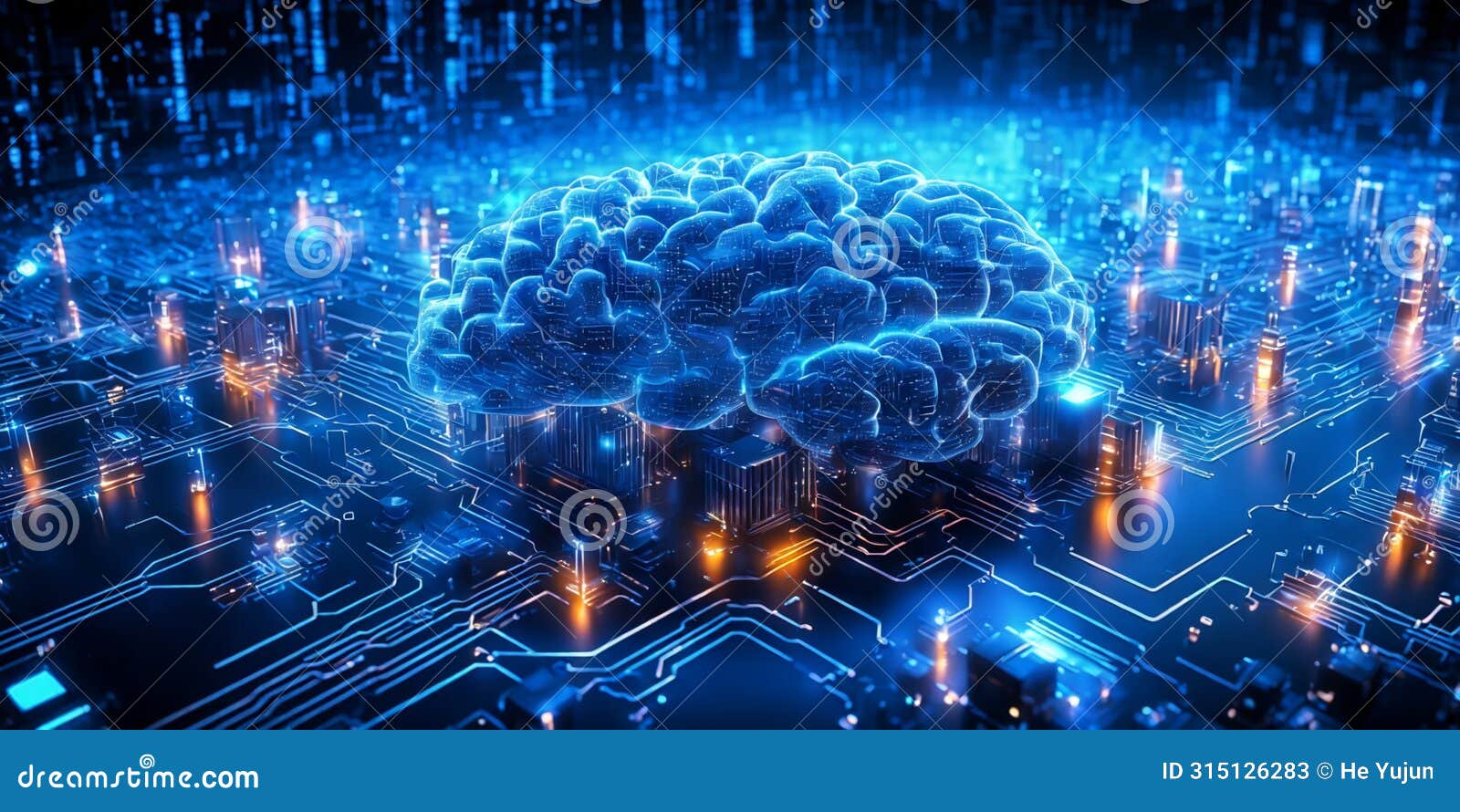 Tech-Bio Fusion - Future AI Brain Stock Illustration - Illustration of ...