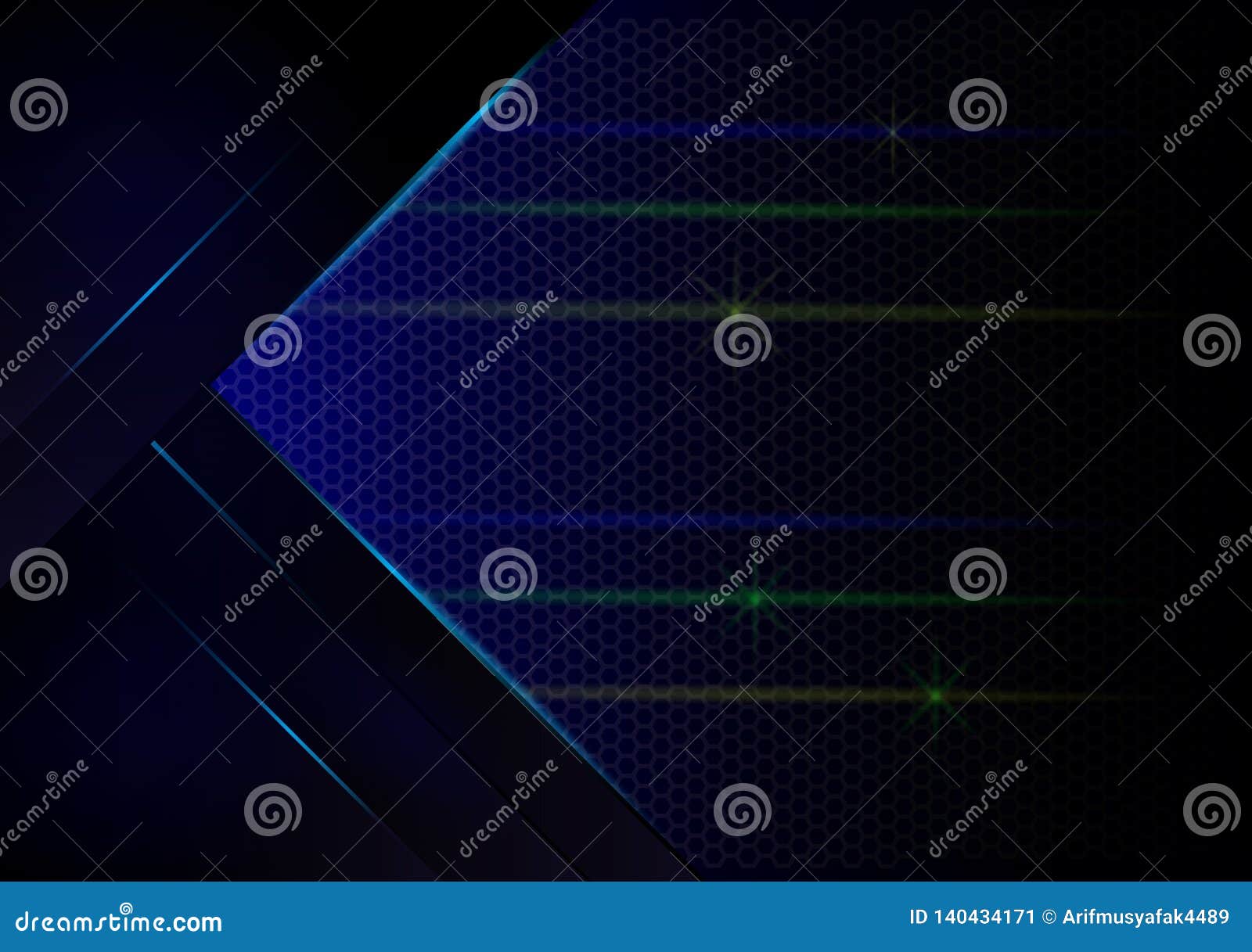 Tech Blue Dark Design with Hexagonal Texture Stock Vector ...