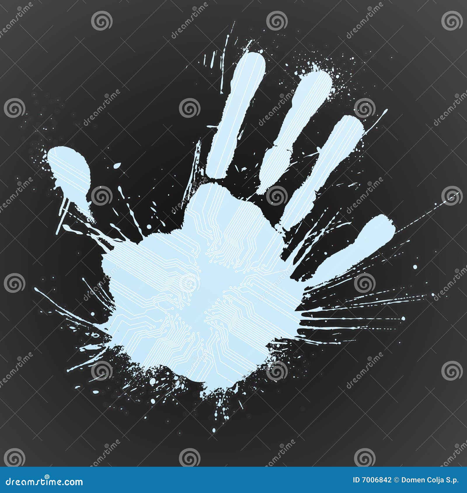Tech blue hand splat stock vector. Illustration of creative - 7006842