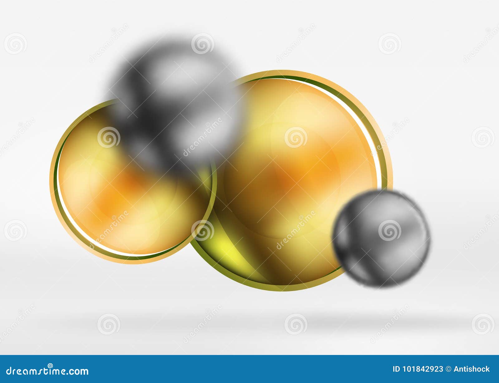Tech Blurred Spheres and Round Circles with Glossy and Metallic Surface ...