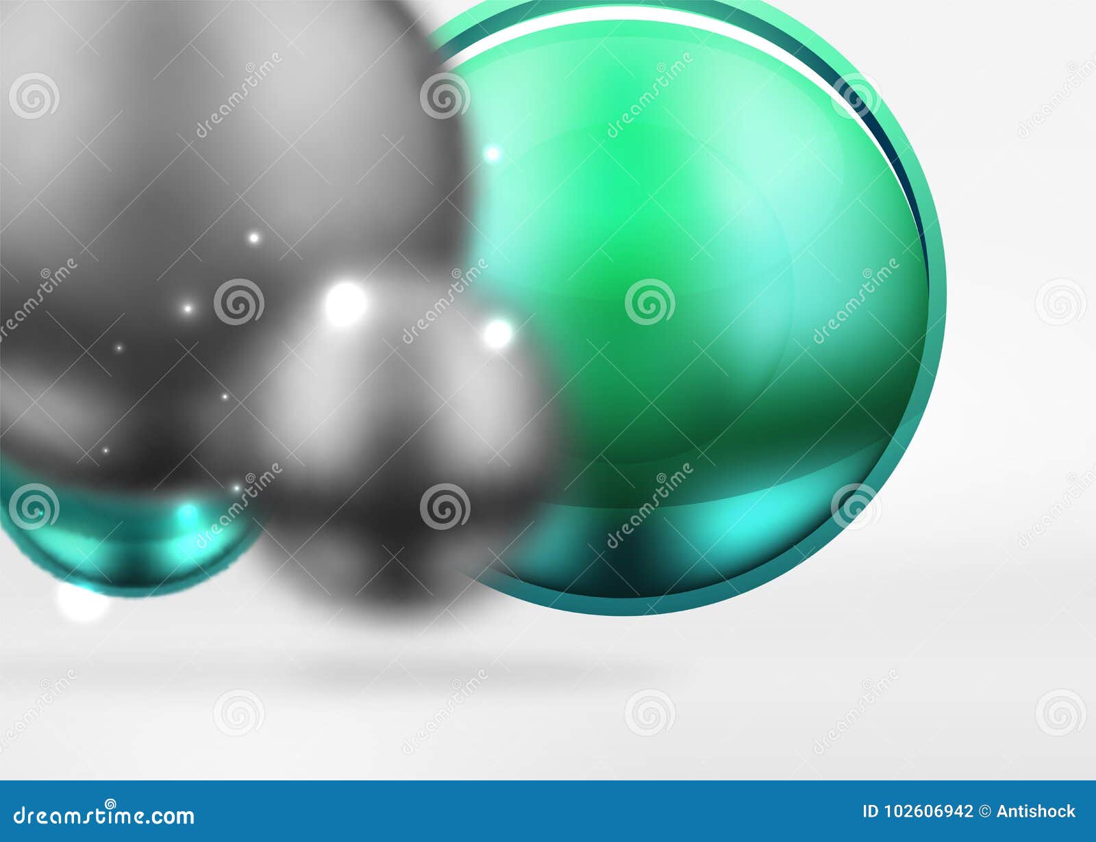 Tech Blurred Spheres and Round Circles with Glossy and Metallic Surface ...