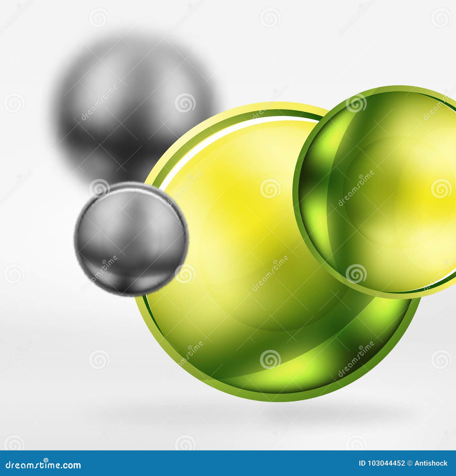 Tech Blurred Spheres and Round Circles with Glossy and Metallic Surface ...