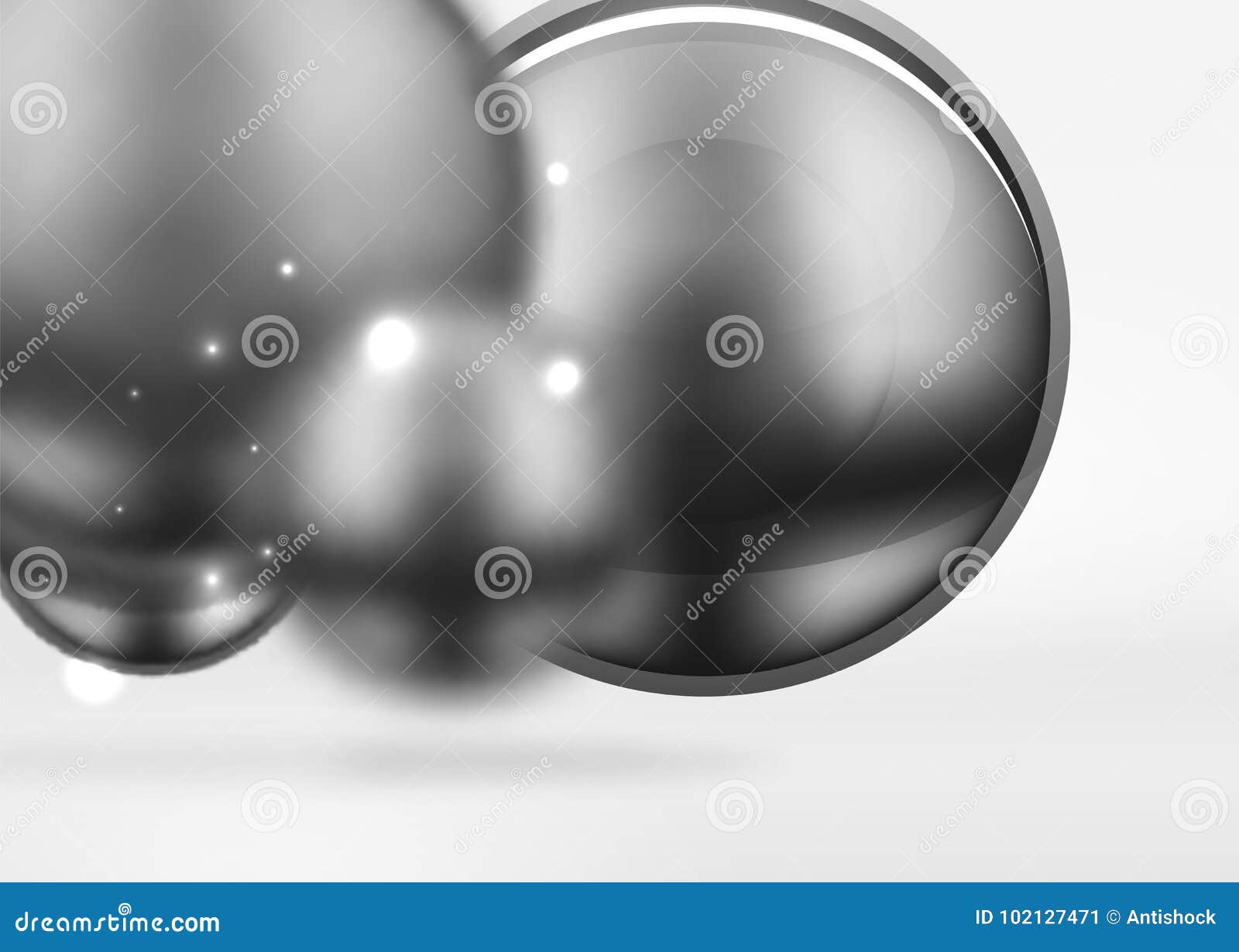 Tech Blurred Spheres and Round Circles with Glossy and Metallic Surface ...