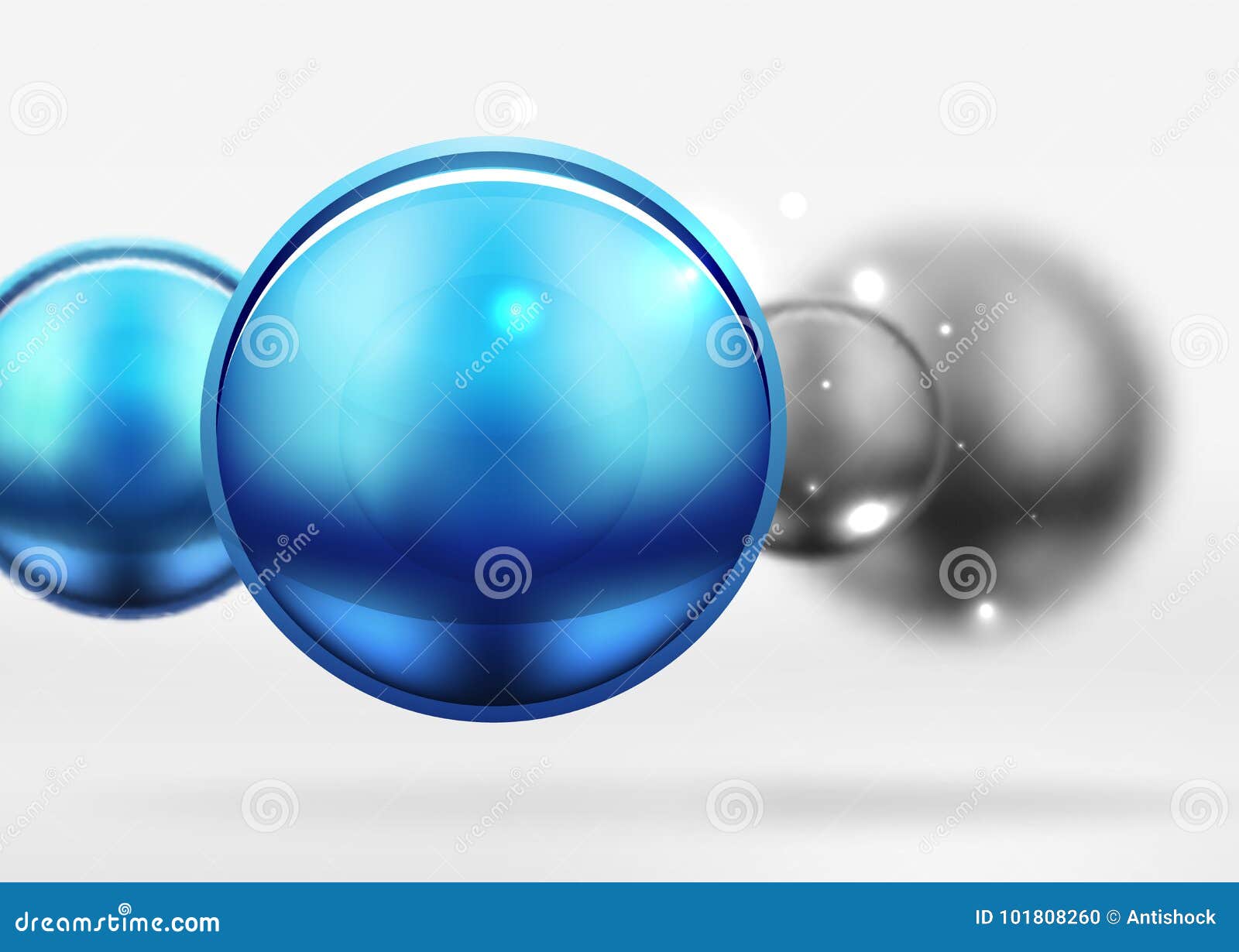 Tech Blurred Spheres and Round Circles with Glossy and Metallic Surface ...