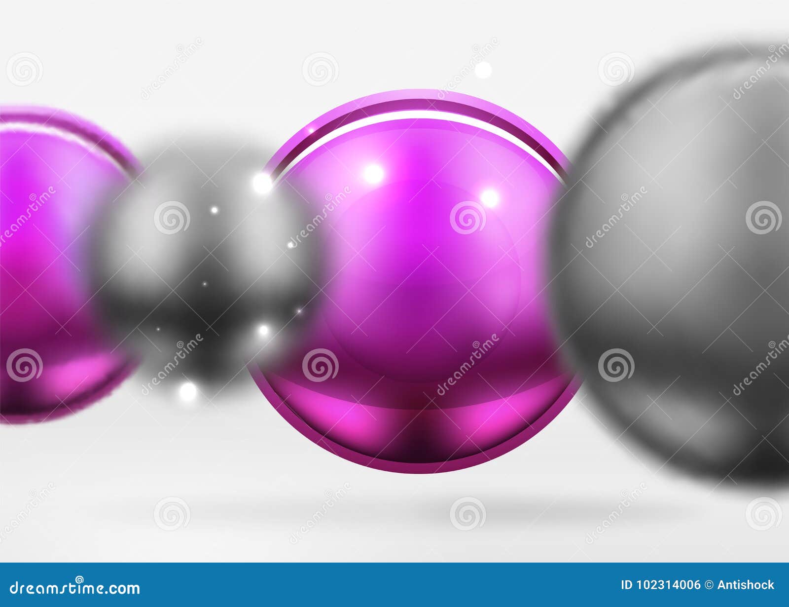 Tech Blurred Spheres and Round Circles with Glossy and Metallic Surface ...